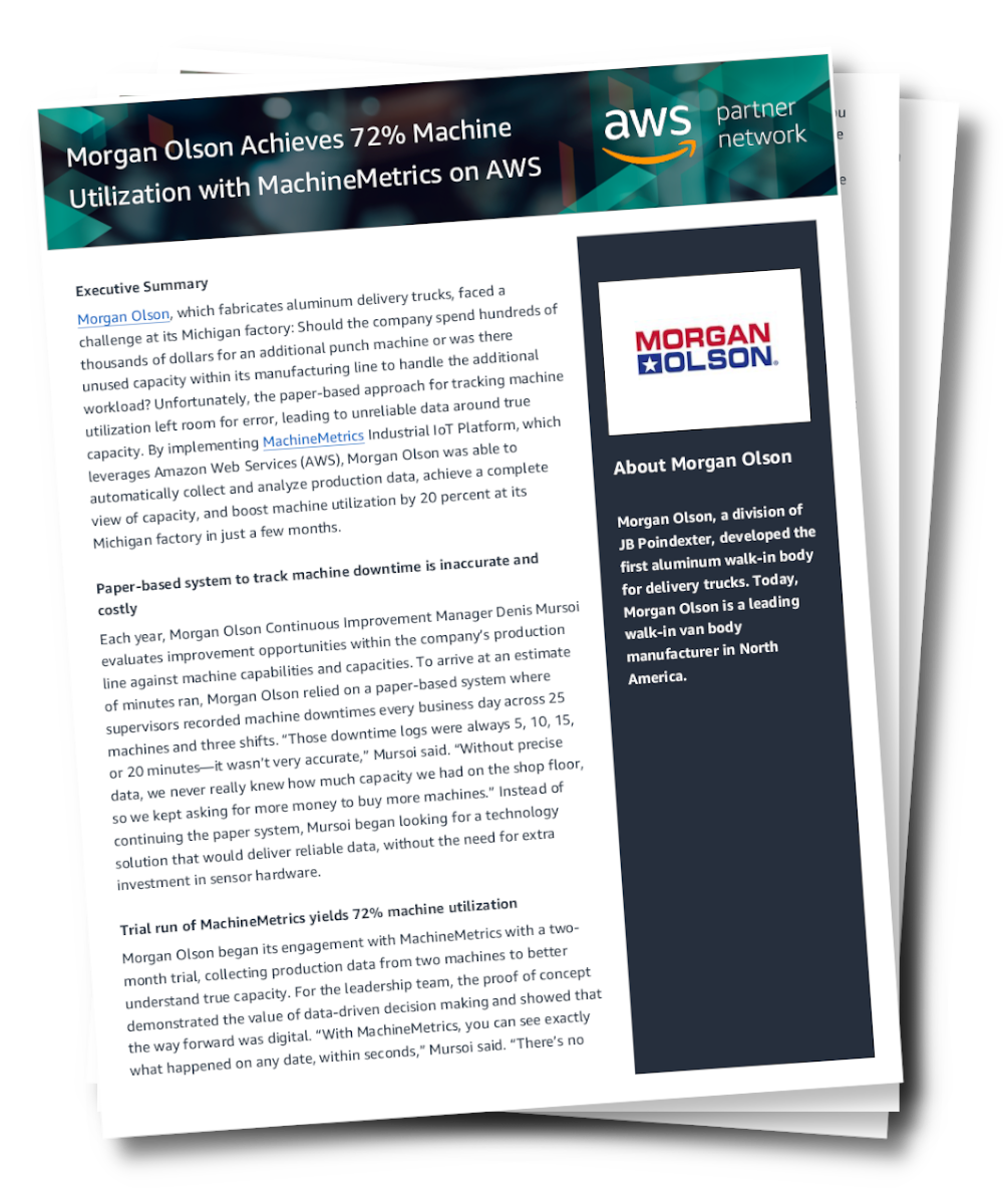 Morgan Olson Achieves 72% Machine Utilization with MachineMetrics on AWS